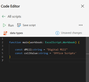 Understanding the data types in Office Scripts – Digital Mill