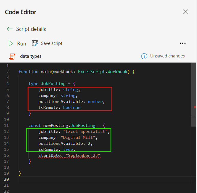 Understanding the data types in Office Scripts – Digital Mill