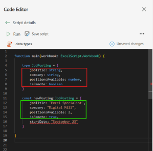 Understanding the data types in Office Scripts – Digital Mill